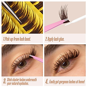 Brown Lash Clusters Individual Mixed Lengths Natural & Wispy Lash Extension DIY Brown Cluster Eyelashes 140Pcs (11C, 8-16MM)