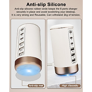 60W USB-C Charging Station for Multiple Devices, Universal 20W USB-C & 18W USB Charging Hub, Smart IC Identification Technology Charging Tower for iPhone iPad Tablets Smartphones, Home Office Use