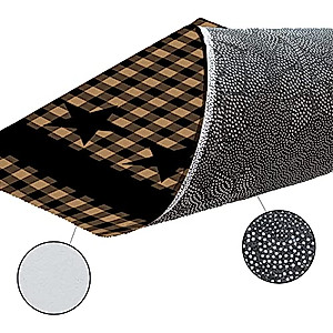 Indoor Door Mat Welcome Entryway Rug Western Star Country Style Buffalo Plaid Non Slip Floor Doormats Absorbent Bath Rugs Black Stars Striped on Checker Carpet for Front/Back Doors