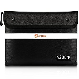 Fireproof Document Bag with 4200°F Heat Insulated, 11”X 7.7” Waterproof Fireproof Bag with Zipper, Reflective Strip for Fast Find, Fireproof Money Bag for Cash, Important Documents and Valuables