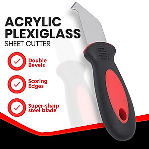 (2-Pack) Plexiglass Scoring Tool - Extra-Sharp Steel Blade for Clean Snap Lines - Suitable for Acrylic, Plastic, and Styrene Sheets