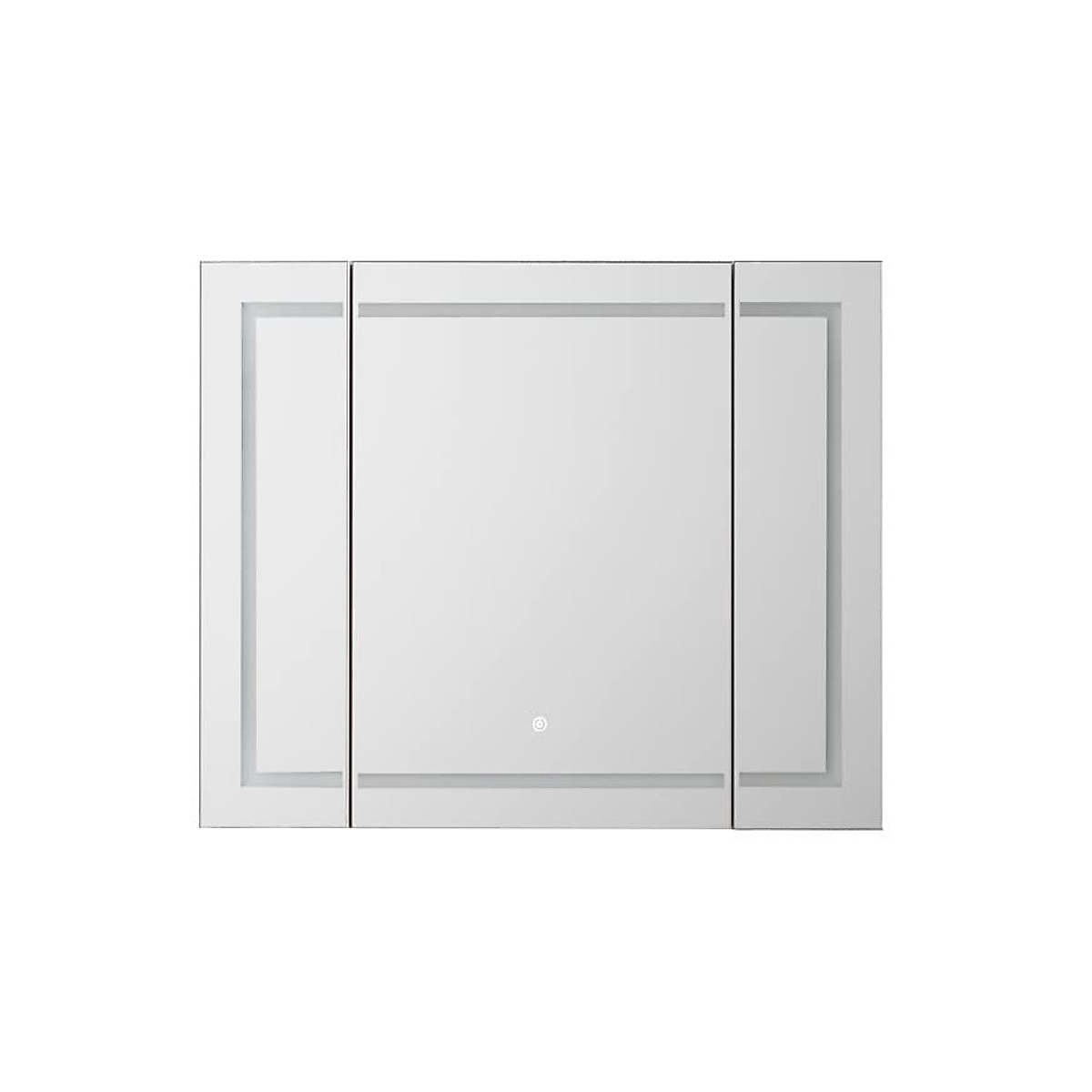 AQUADOM Royale Plus LED Medicine Mirror Cabinet 36in x 30in x 5in 3 Doors, Recessed Surface Mounted, Defogger, LED 3X Makeup Mirror, Electrical Outlets, Interior LED Light