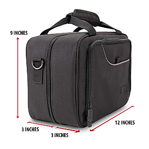 USA GEAR Compact Audio DJ Mixer Case - Mixer Bag with Custom Storage for Cables & Microphones Compatible with Behringer Xenyx 802, 502, 1002, Q802USB & More Mixers - Scratch & Water Resistant (Black)