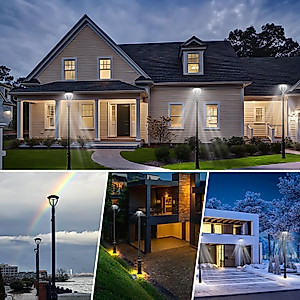 LED Post Top Light with Dusk to Dawn Photocell,80W/100W/120W/150W Power Tunable,3CCT 3000K-4000K-5000K,LED Circular Pole Light Outdoor Post Light,for Garden Street Lighting,IP65 DLC&ETL Listed-2Pack