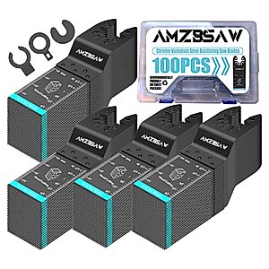 AMZBSAW 100PCS Oscillating Saw Blades, Quick Release Multi Tool Blades Kits for Wood Plastic Soft Metal, Professional Oscillating Tool Blade Fit Dewalt Bosch Milwaukee Ryobi
