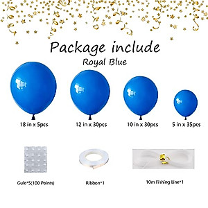 Royal Blue Balloons 100pcs Blue Balloon Garland Arch Kit 5/10/12/18 In Different Sizes Blue Matte Latex Balloon for Baby Shower Birthday Party Wedding Graduation Gender Reveal 4th of July Decorations