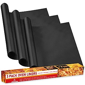 RENOOK Oven Liners for Bottom of Oven, 3 Pack Non-Stick Oven Liner Mats, Protecting Bottom of Oven/Gas Stove, Reusable, BPA and PFOA Free, 15.75"x23"