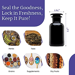 Infinity Jars Round jar Black Ultraviolet Glass Refillable Empty Apothecary Jar 250 ml (8.4 Fl oz) with Airtight Glass Lid for Tea, Spices, Dried Goods, Herb Storage | Smell Proof Jar 3-Pack