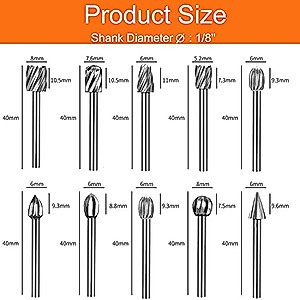 20Pcs Rotary Burr Set with 1/8 Inch(3mm) Shank, HSS Routing Router for DIY Woodworking, Engraving, Carving, Drilling