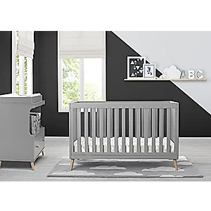 Delta Children Essex 4-in-1 Convertible Baby Crib, Grey with Natural Legs