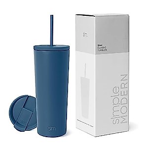 Simple Modern Insulated Tumbler with Lid and Straw | Iced Coffee Cup Reusable Stainless Steel Water Bottle Travel Mug | Gifts for Women Men Her Him | Classic Collection | 24oz | Slumberland