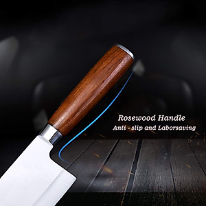 MannyGa Nakiri Knife 7 Inch Japanese Chef's Knife with Ergonomic Handle,Meat Cleaver and Asian Chef Knife for Kitchen and Restaurant.