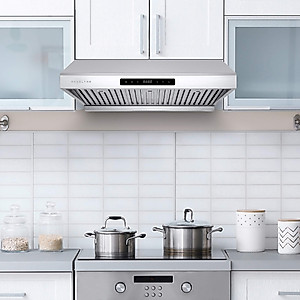 Hauslane | Chef Series 30” PS10 Under Cabinet Range Hood | PRO PERFORMANCE | Stainless Steel Electric Stove Ventilator | 3 Speed Exhaust Fan, Bright LED Lights & Delay Auto Shut-Off