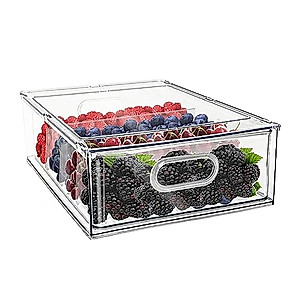 YouLike 1pack Stackable Refrigerator Organizer Bins with Pull-Out Drawer， Fridge Drawers Containers， Refrigerator, Freezer, Vanity & Fridge Organization and Storage
