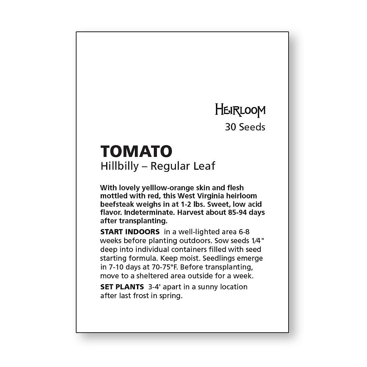 Burpee 'Hillbilly' Heirloom | Yellow Slicing Tomato | 30 Seeds