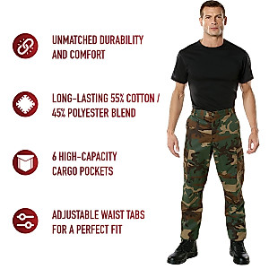 Rothco Tactical BDU Pants (US, Alpha, Small, Regular, Long, Woodland Camo)