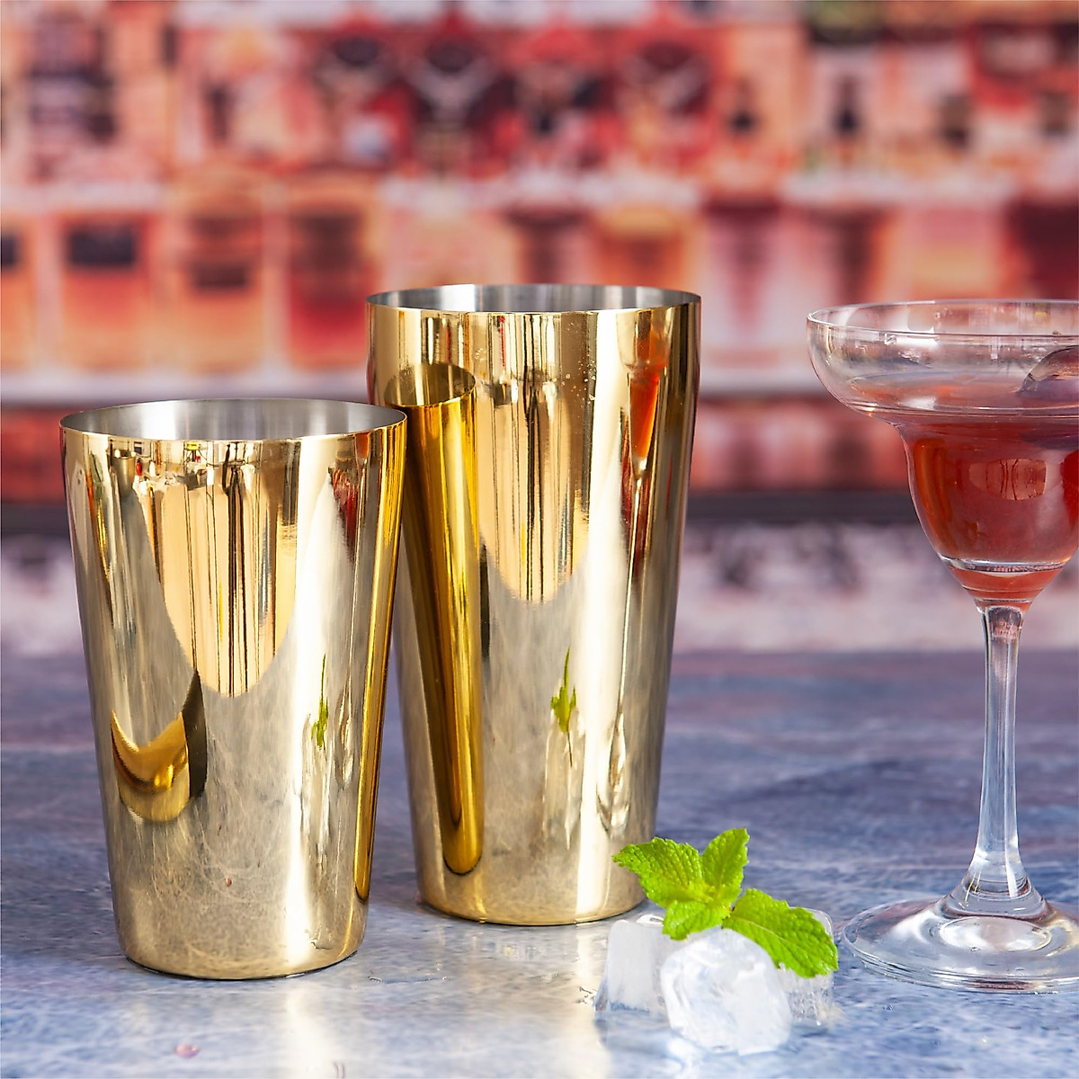 AUOXIOUYM 11-Pcs Cocktail Shaker Set Gold,Bartending Kit Stainless Steel Shakers 25oz Bar Kits for Bartender Mixing Set Barware Tool Sets for Professional Bartender and Home