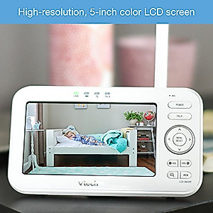 VTech VM352-2 5” Digital Video Baby Monitor with 2 Cameras, Wide-Angle Lens and Standard Lens, Silver and White