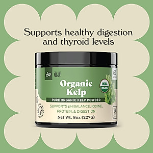 Organic Kelp Powder Supplement - Bulk Raw, Dry, Pure Sea Kelp Seaweed Powder 8oz 75 Serving Thyroid, Iodine, & Digestion