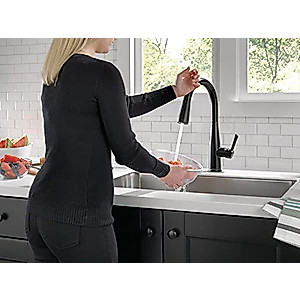 Delta Faucet Essa VoiceIQ Touchless Kitchen Faucets with Pull Down Sprayer, Smart Faucet, Alexa and Google Assistant Voice Activated, Kitchen Sink Faucet, Matte Black 9113TV-BL-DST