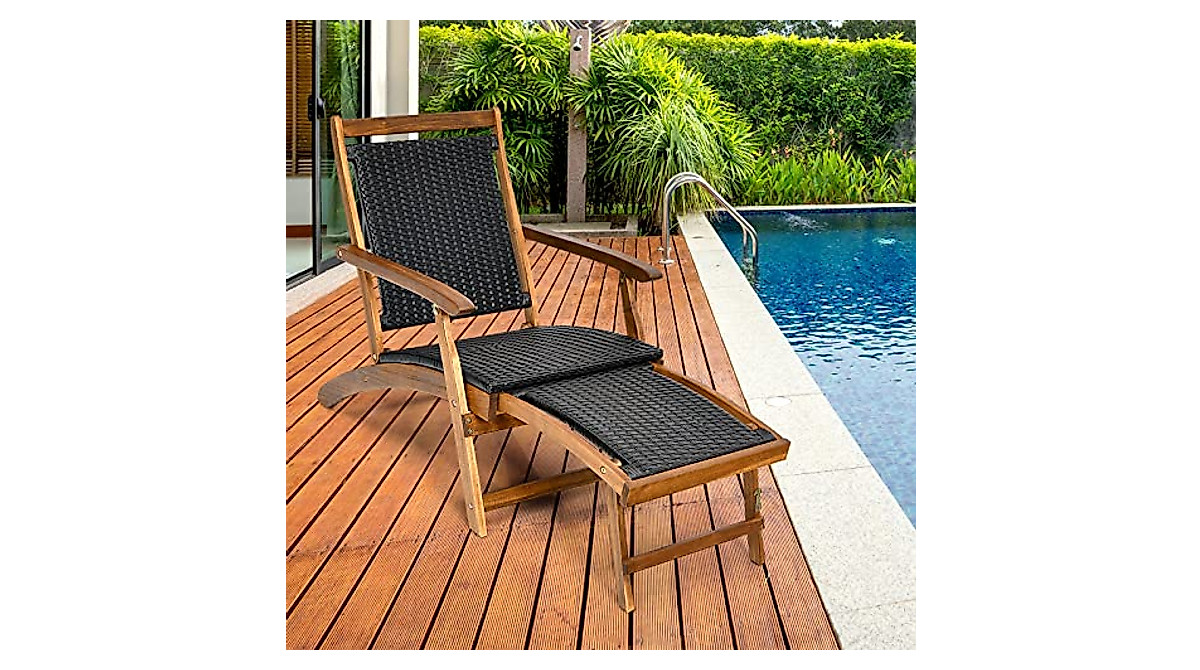 Acacia Wood Folding Lounge Chair | Portable Outdoor Comfort