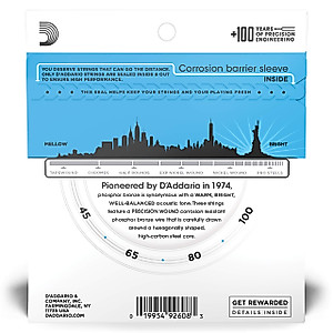 D'Addario Acoustic Bass Guitar Strings - Acoustic Bass Strings - Phosphor Bronze - EPBB170 - Acoustic Bass Guitar 4 String Set - ‎45-100 Gauge - 1 Pack