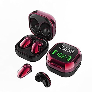 CENGNIAN Wireless Bluetooth Earbuds, Headset Led Power Display, Ear Buds Headphones, Stereo Earphones 5.2 in-Ear Type, Noise Cancelling Earbuds, Built-in Mic Headset Premium Deep Bass for Sport (red)