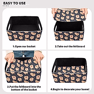 Puppy Storage Basket Felt Storage Bin Collapsible Shelves Basket Toy Storage Box Organizer for Kids Bedroom Magazine