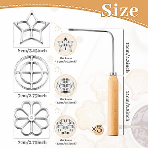 3 Sets Bunuelos Mold with Handle Achappam Mold Rosette with 3 Interchangeable Heads Rosette Cookie Bunuelos Tool Timbale Aluminum Waffle Molds Star Flower Circle for Kitchen Baking Cooking