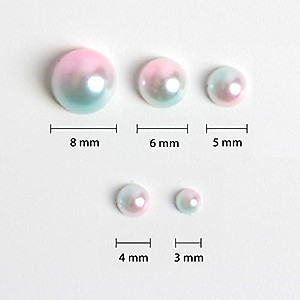 1100pcs ABS Gradient Imitation Pearls Half Round Pearls Assorted Mixed Sizes 3/4/5/6/8mm Flatback Pearl Beads DIY Material (Style 1)