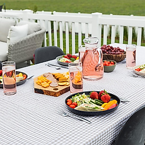 Grow Forward Premium Wheat Straw Plates - 10 Inch Reusable Hard Plastic Dinner Plates Set of 8 - Unbreakable Microwave Safe Plates for Dessert, Camping, RV, Outdoors, Patio, Kitchen Dishes - Moonlight