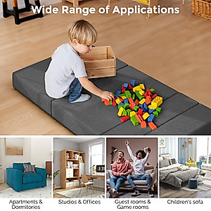 yoyomax Folding Sofa Bed with 2*Pillow, Convertible SleeperChair, Sleeper Futon SofaBed Couch - Linen Fabric Floor FoldableBed Mattress for Living Room/Dorm/Guest Room/Home Office/Apartment, Standard