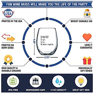 40th Birthday Gifts for Women and Men Wine Glass - Funny Is You 40 Gift Idea for Mom Dad Husband Wife – 40 Year Old Party Supplies Decorations for Him, Her - 15oz