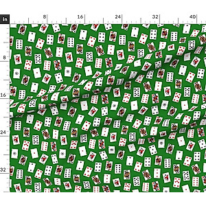 Spoonflower Fabric - Playing Cards Green Deck Card Game Poker Casino Printed on Petal Signature Cotton Fabric Fat Quarter - Sewing Quilting Apparel Crafts Decor