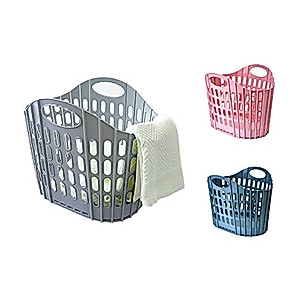 Collapsible Laundry Hamper, Large Clothes Hampers for Laundry,Fold Flat Easy Breathable Store Clothes High Capacity Laundry Basket Hamper, PP Plastic Storage Laundry Basket with Dual Handles,Toys Organizers and Storage Laundry Bin，laundry classifier，Pla