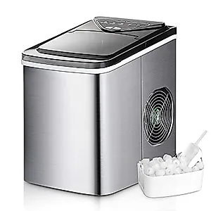 WATOOR Portable Ice Maker Machine for Countertop, 26 lbs Bullet Ice Cube in 24H, 9 Ice Cubes Ready in 6-9 Minutes,2.2L Ice Maker Machine with Ice Scoop and Basket Silver