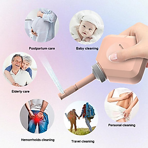 Portable Bidet for Toilet or Travel 2 of Pack.Handheld Bidet for Postpartum Perineal Care,Hemorrhoid Treatment,and Baby,Elderly,Sprayer,Bio, Personal bidets (Orange+Pink)