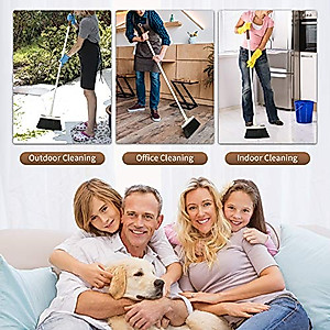 Jekayla Broom and Dustpan Set for Home with 54" Long Handle, Upright and Lightweight Dust pan and Brush Combo for Kitchen Room Office Lobby Floor Cleaning, Brown and Grey