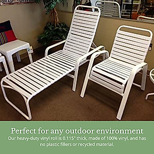2" Wide x 200' Roll Vinyl Strap for Patio Chairs, Lawn Furniture, and Deck Chairs, Make Your Own Replacement Straps, (201 White)