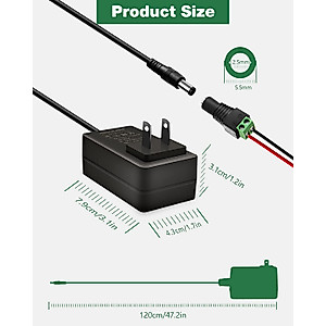 JOVNO 12V 2A 24W Multi Tips(10pcs) Switching Power Adapter, 100-240V AC to DC 12V Power Supply RGB LEDs Driver with 5.5x2.1mm 4.0x1.7mm 3.5x1.35mm for LED Strip Light Camera Router LCD Monitor DC Pump