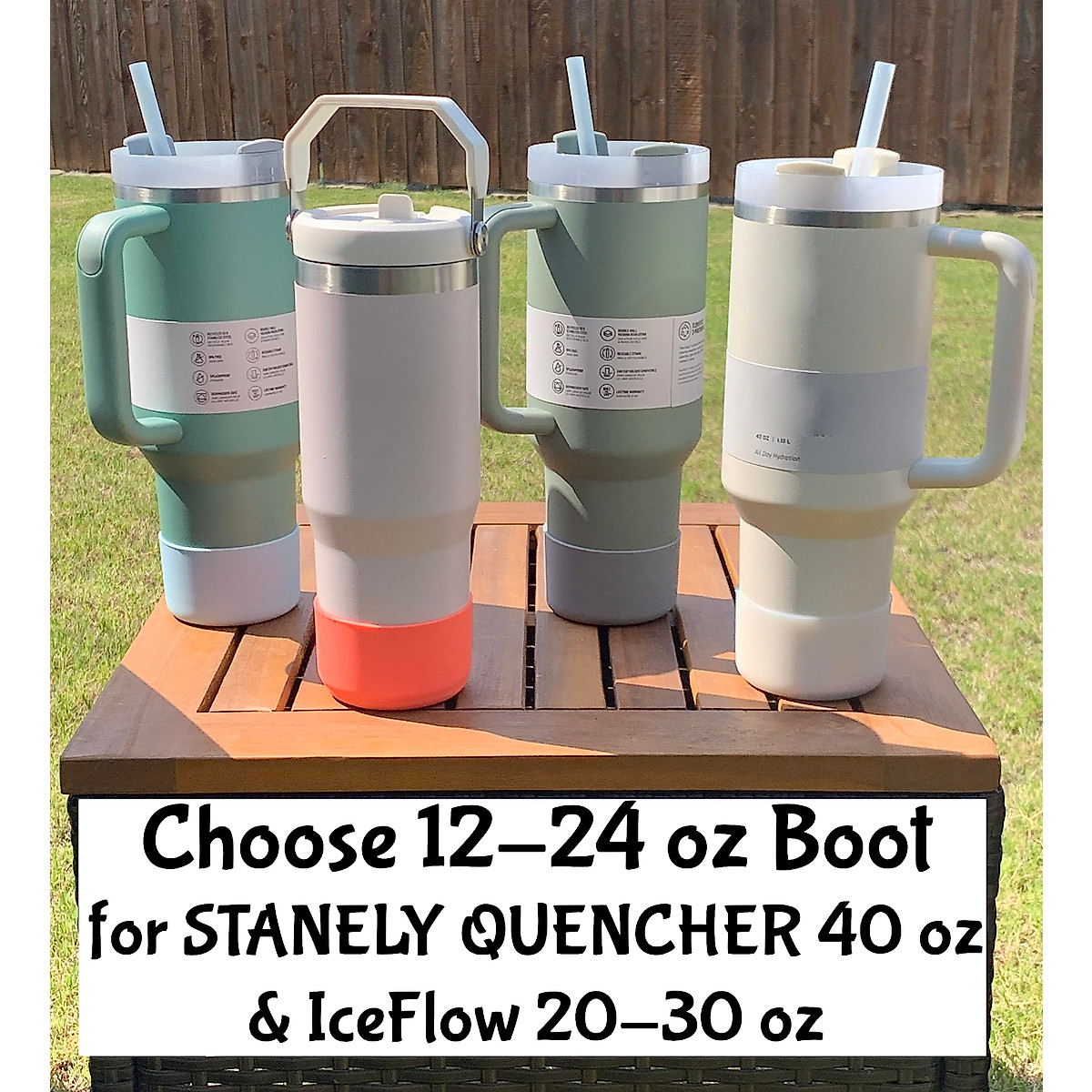 Boot Sleeve for Hydro Flask Bottles & Travel Tumbler-Stanley Quencher Tumblers-Owala & Simple Modern Tumblers, Anti-Slip Protective Cover (White Clear, Fits HydroFlask 32 oz & 40 oz Bottles)