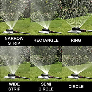 Eden 94128 9-Pattern Turret Lawn Sprinkler W/Quick Connect Starter Set, Heavy Duty Metal Base