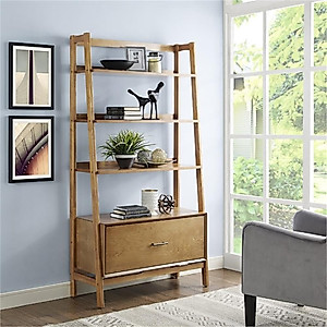 Crosley Furniture Landon Large Bookshelf Etagere, Bookcase Storage with Shelves and File Drawer, Acorn