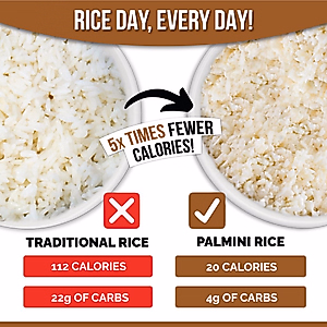 Palmini Rice | Low-Carb, Low-Calorie Hearts of Palm Rice | Keto, Gluten Free, Vegan, and Non-GMO | As seen on Shark Tank | (12 Ounce Pouch - Pack of 1)