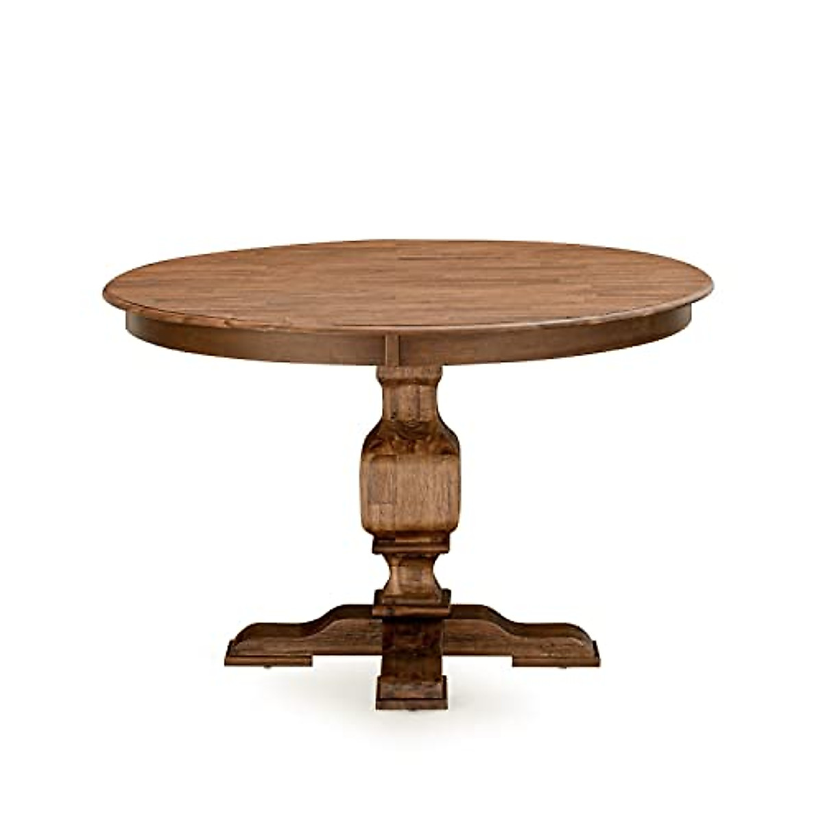 East West Furniture FE3-0N-TP Ferris Modern Kitchen Table - a Round Dining Table Top with Pedestal Base, 48x48 Inch, Sandblasting Antique Walnut