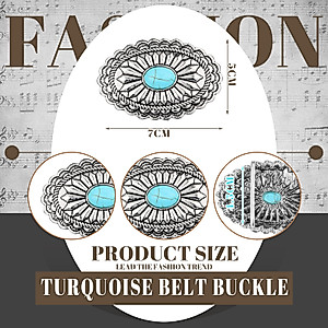 XunYee 2 Pcs Turquoise Belt Buckle Vintage Western Buckles Cowboy Cowgirl Turquoise Jewelry Western for Ladies Girls Women