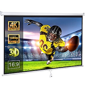 ZENY Projector Screen Pull Down 100 Inch 16:9 HD Projection Screen Folding Home Theater Portable Indoor Outdoor Movie Screen