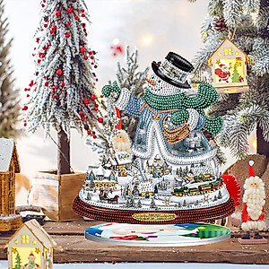 Alloyseed Christmas Diamond Painting Tabletop Kit Diamond Art Table Top Ornament 5D DIY Diamond Painting Kits Xmas Decor Desktop for Home Office Decor Adults Beginner DIY Crafts Gift for Christmas