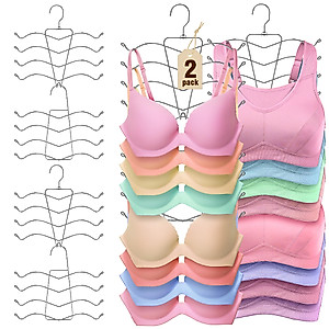 HOUSE DAY Bra Hangers 2 Pack, Tank Top Hangers Space Saving Hangers for Closet Organizers and Storage, Bra Organizer Closet Hangers Space Saver for Camisoles, Bras, Belts, Ties, Scarves, Swimsuits