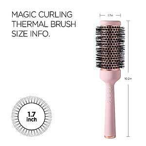 F3 Systems Magic Curling Thermal Brush(1.7 Inch), Cut Drying Time,Self-Standing Round Quick Styling Brush, Great Blowout, Ceramic Coated/Ionic Thermal Barrel,Blowout Volume, Wave Styler